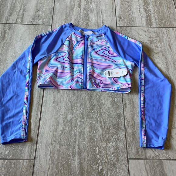 wonder nation | Swim | Wonder Nation Rash Gard Zip Upround Neck Crop ...